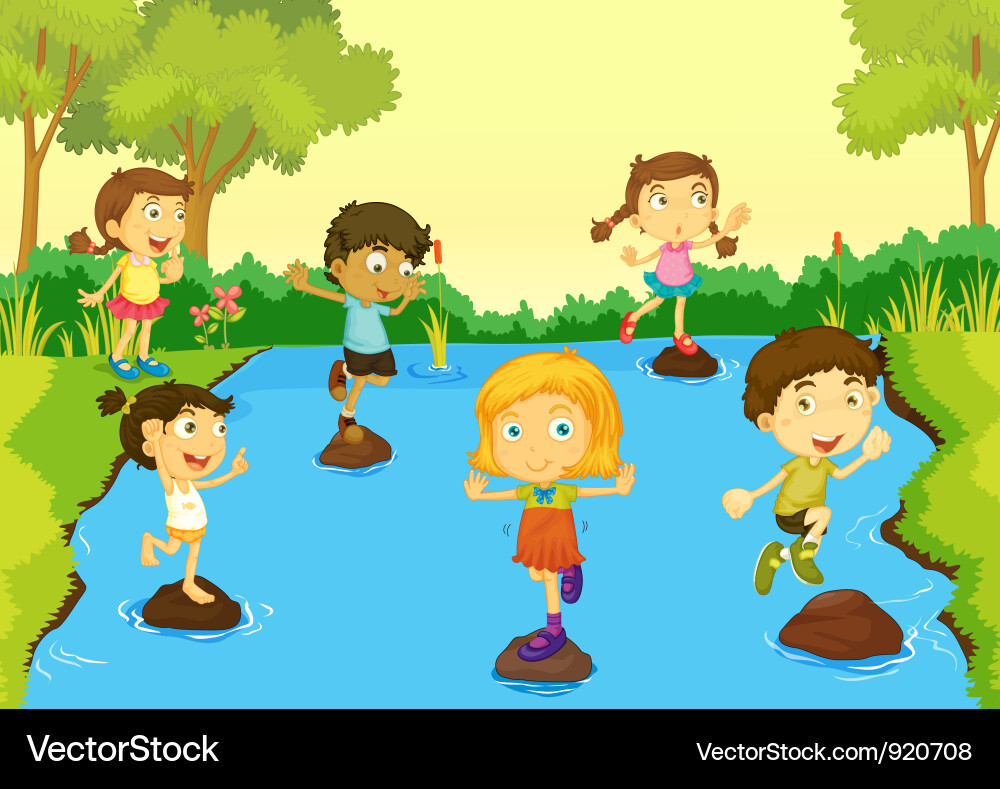 Kids playing Royalty Free Vector Image - VectorStock