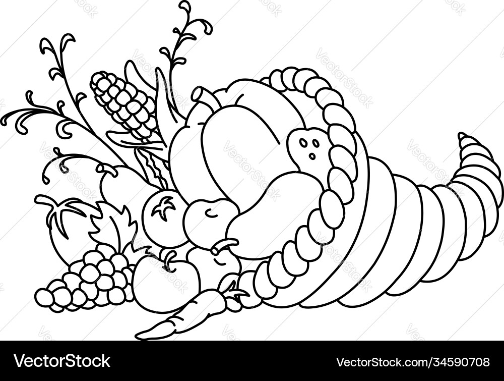Cornucopia Outline Drawing Vector Images (over 100)