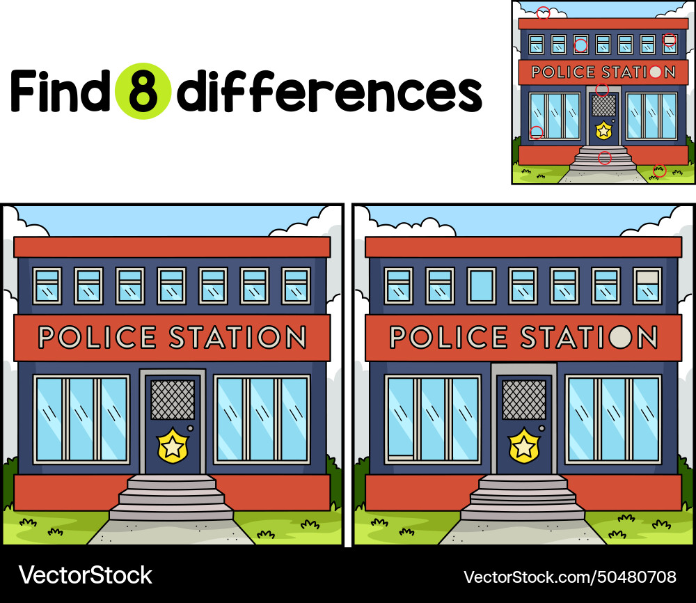 Police station find the differences Royalty Free Vector
