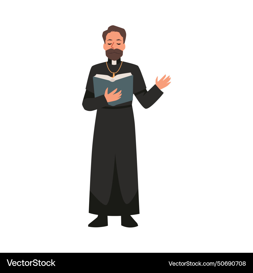 Priest reading bible book pastor doing Royalty Free Vector