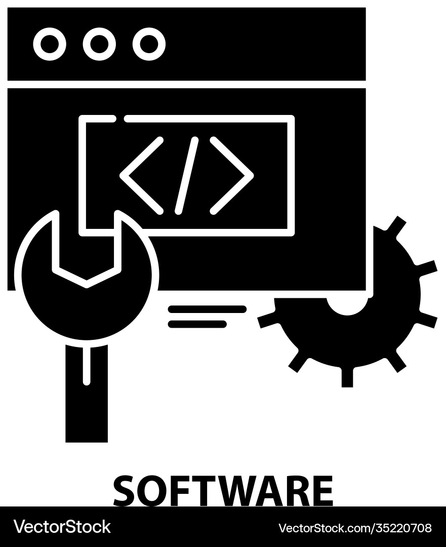 Software symbol icon black sign Royalty Free Vector Image