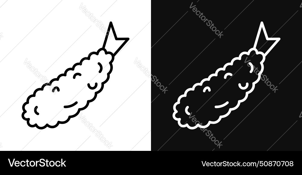 Tempura icon set japanese fish in a black Vector Image