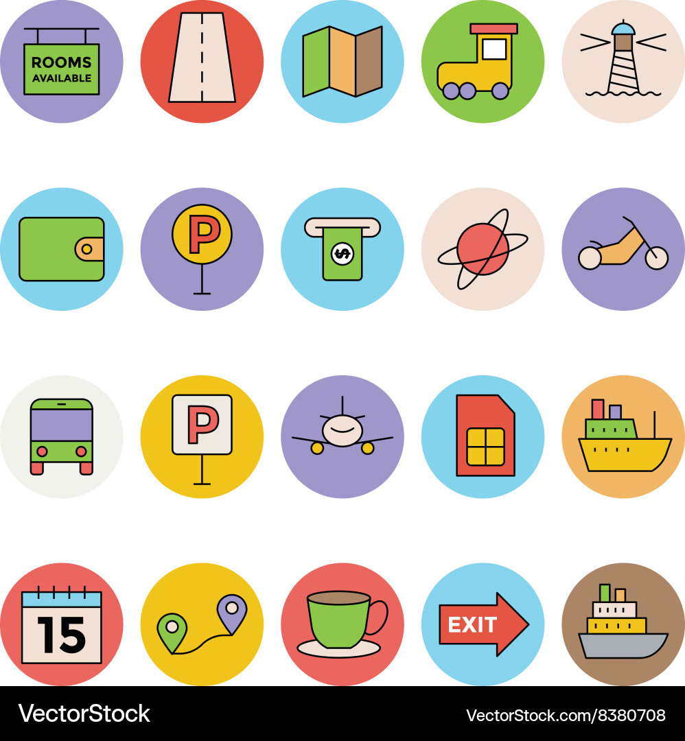 Travel colored icons 5 Royalty Free Vector Image