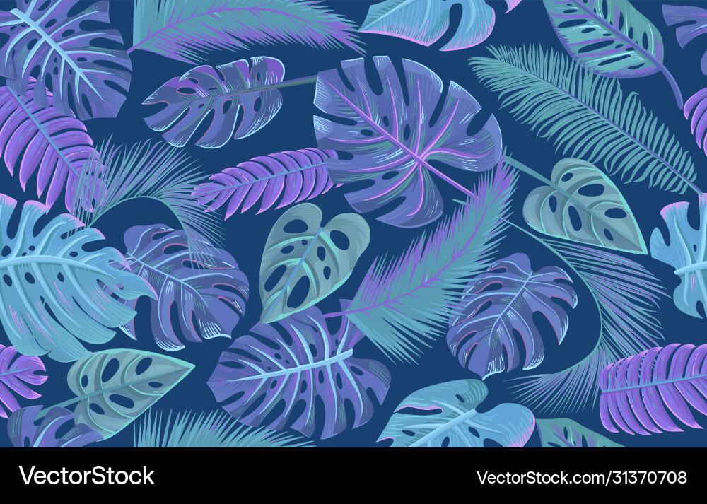 Tropical leaves on dark background exotic Vector Image