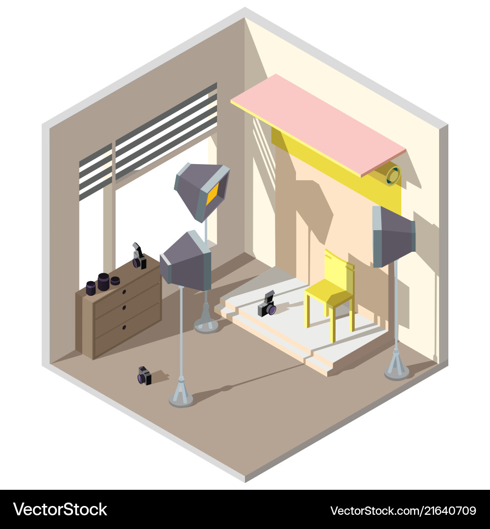 3d isometric photography studio Royalty Free Vector Image
