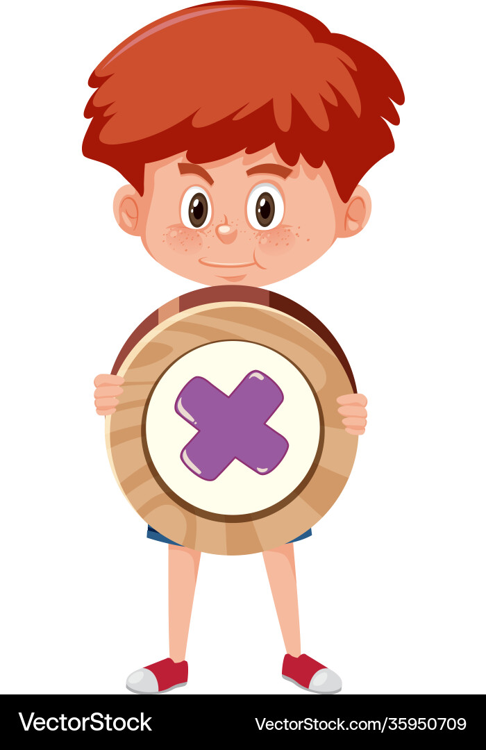 Boy Holding Math Symbol Royalty Free Vector Image