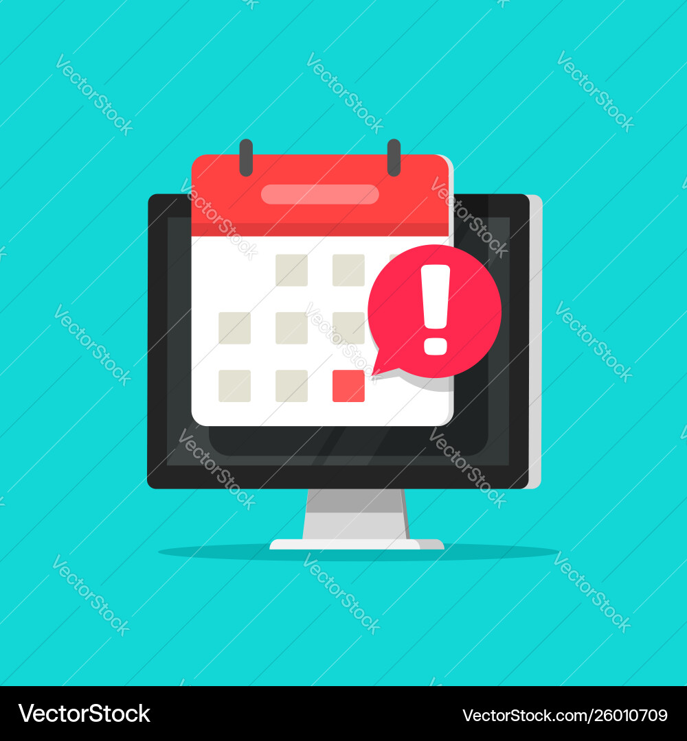 Calendar date alarm as deadline notification Vector Image
