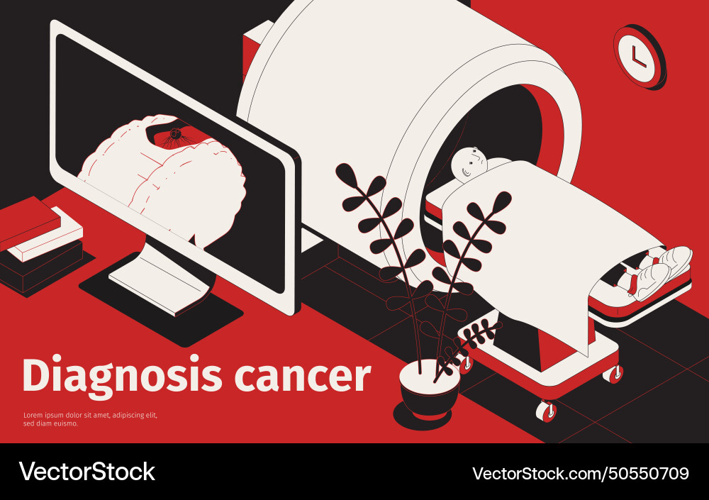 Cancer diagnosis isometric background Royalty Free Vector