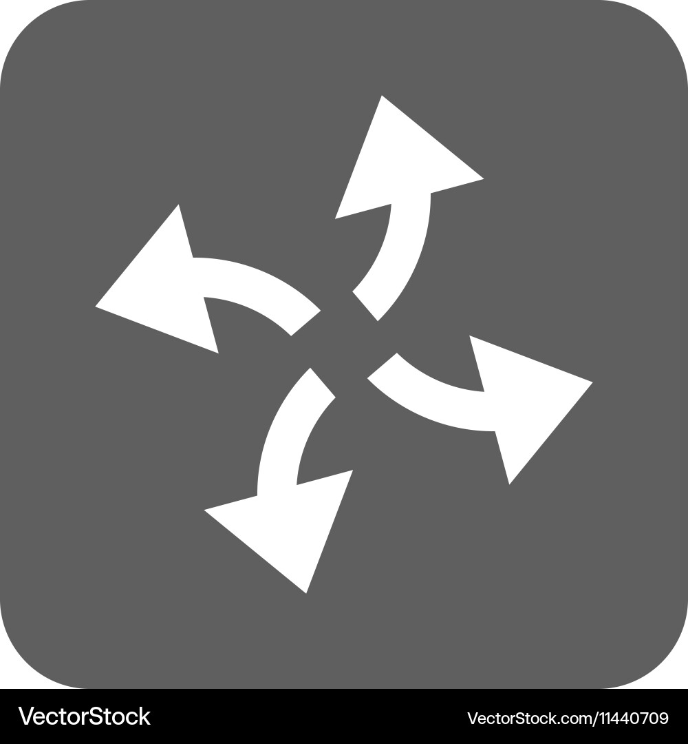 Centrifugal arrows flat squared icon Royalty Free Vector