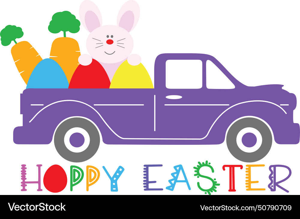 Easter truck bunny vintage dump svg Royalty Free Vector