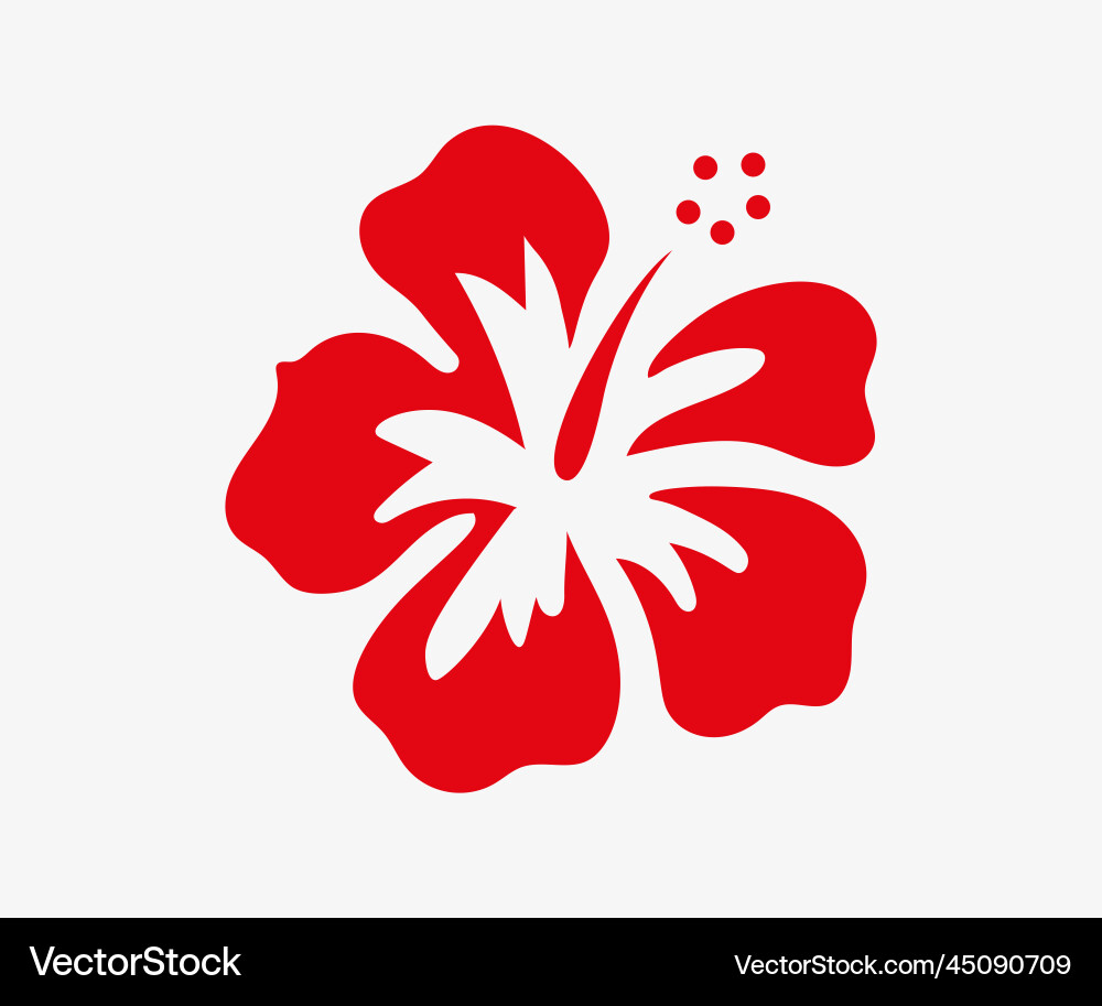 Hibiscus red silhouette isolated on white Vector Image
