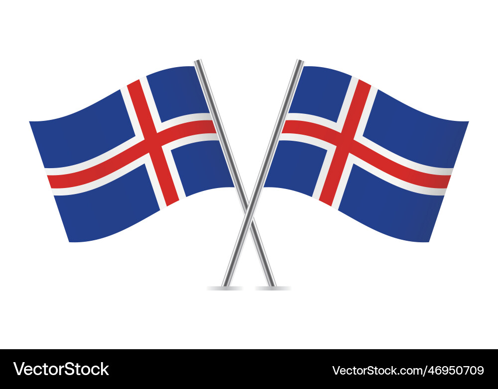 Iceland crossed flags icelandic Royalty Free Vector Image
