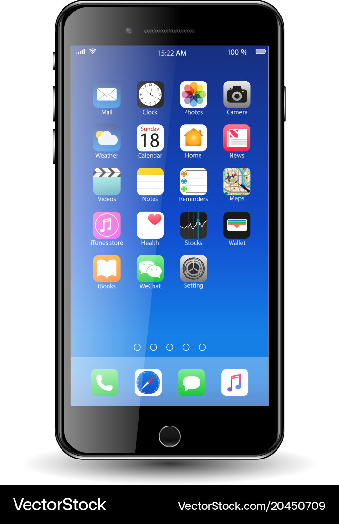 Mobil phone with icons Royalty Free Vector Image