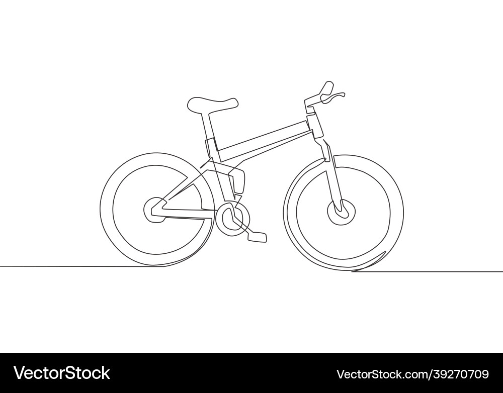 One single line drawing of mountain bicycle logo Vector Image