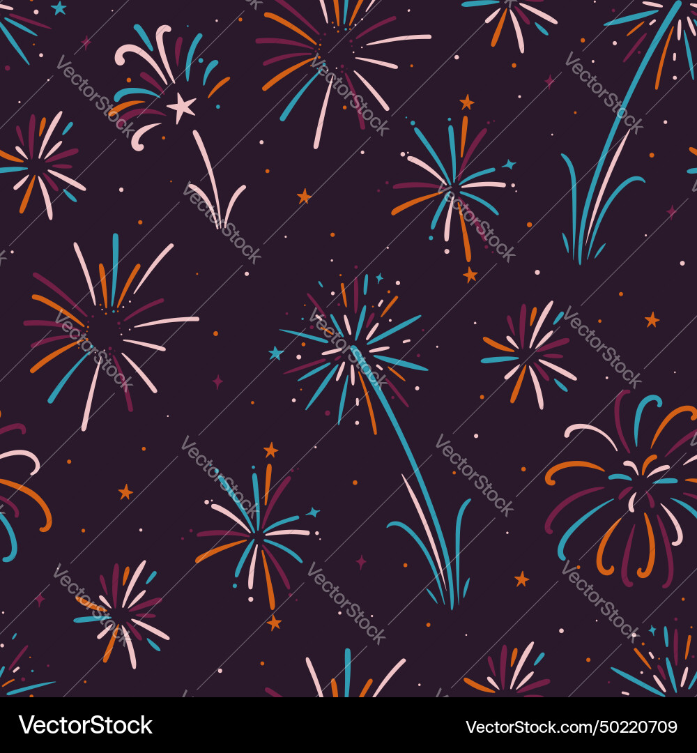 Seamless pattern with heart fireworks Royalty Free Vector