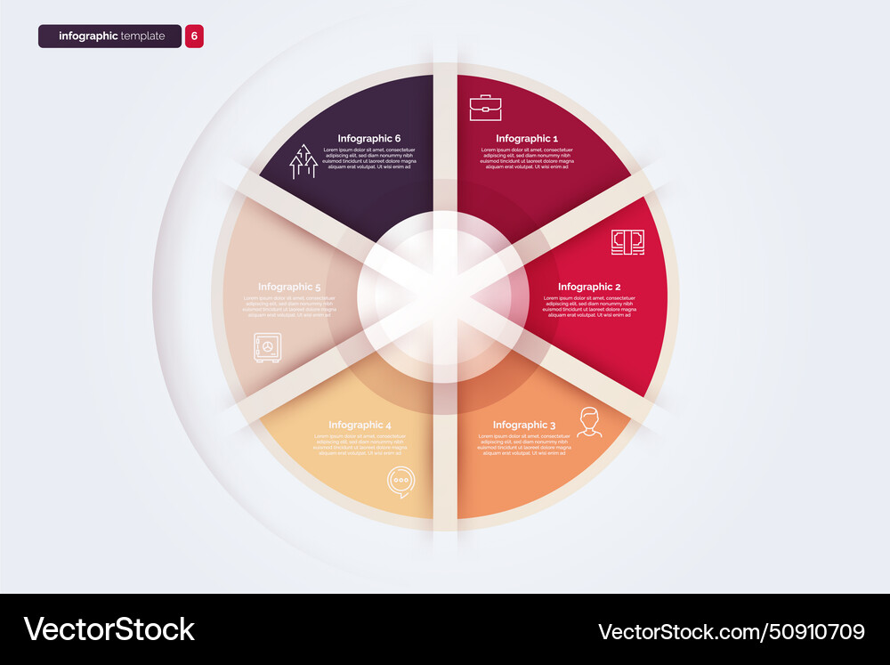 Six option cycle infographic chart Royalty Free Vector Image