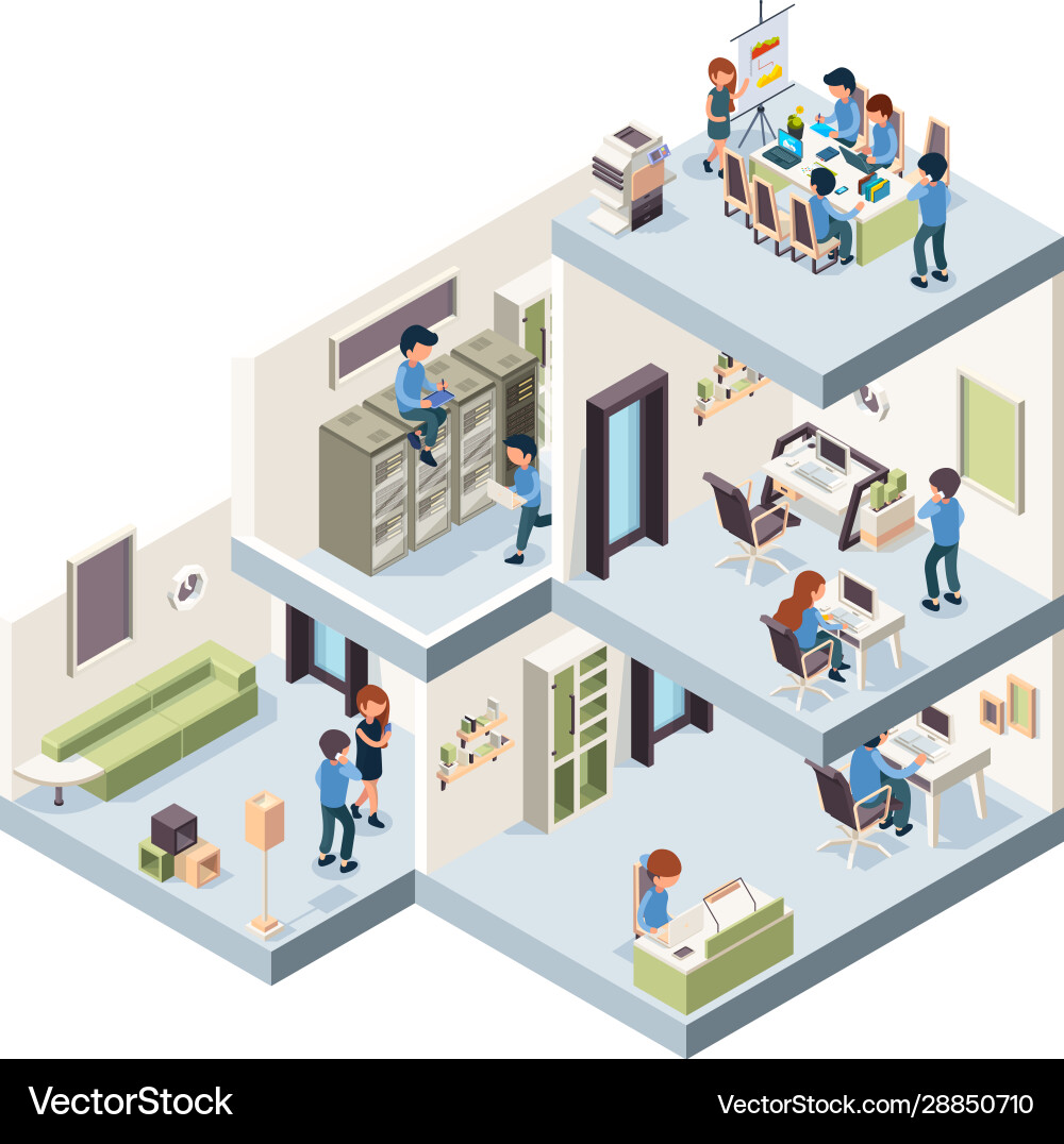 Business office isometric corporate building Vector Image