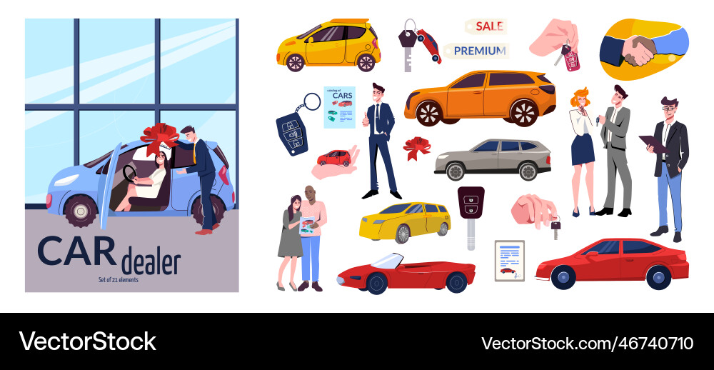 Car dealer set Royalty Free Vector Image - VectorStock