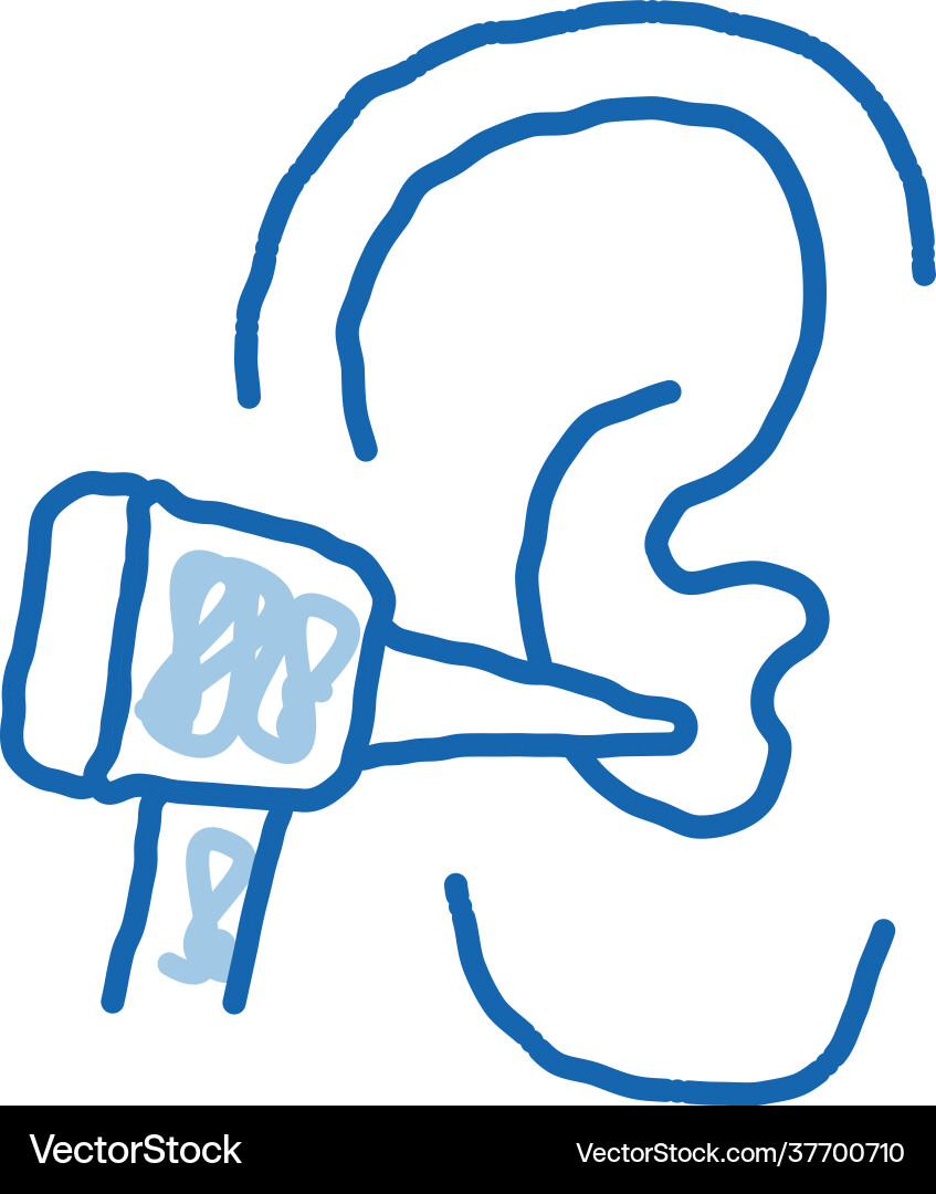 Ear check doodle icon hand drawn Royalty Free Vector Image