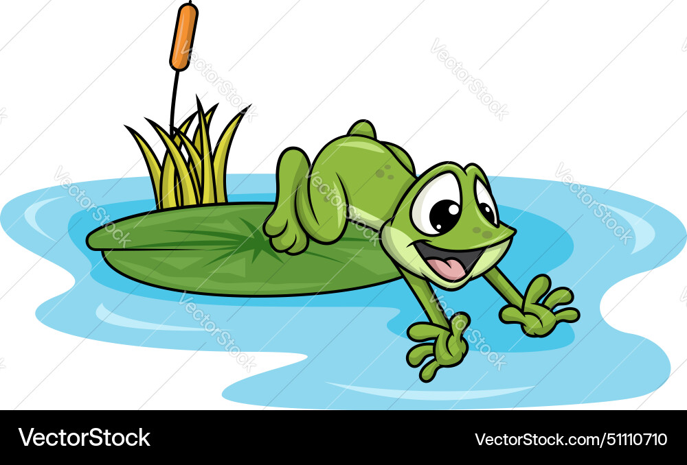 Frog jumping into pond cartoon clip art Royalty Free Vector