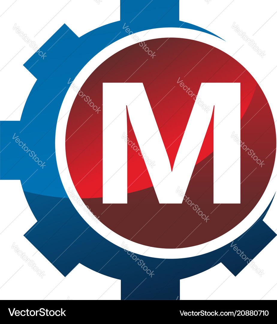 Gear icon letter m Royalty Free Vector Image - VectorStock