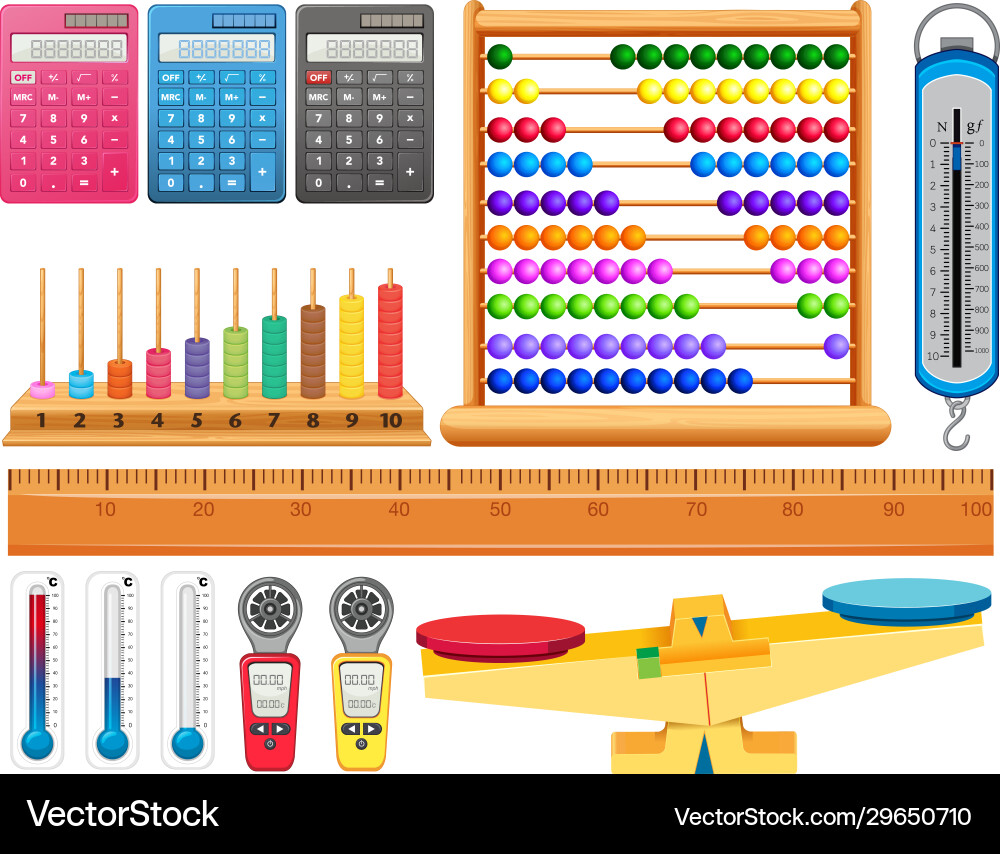 Large set different measurement tools on white Vector Image