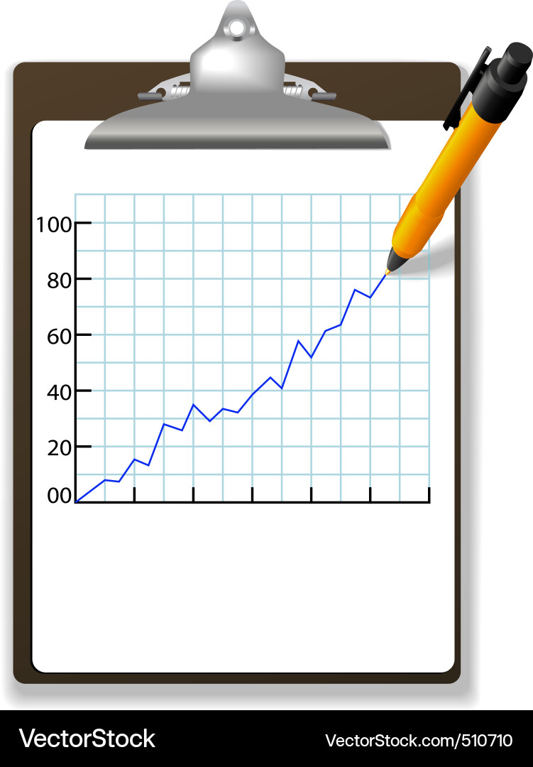 Pen drawing financial growth chart clipboard Vector Image