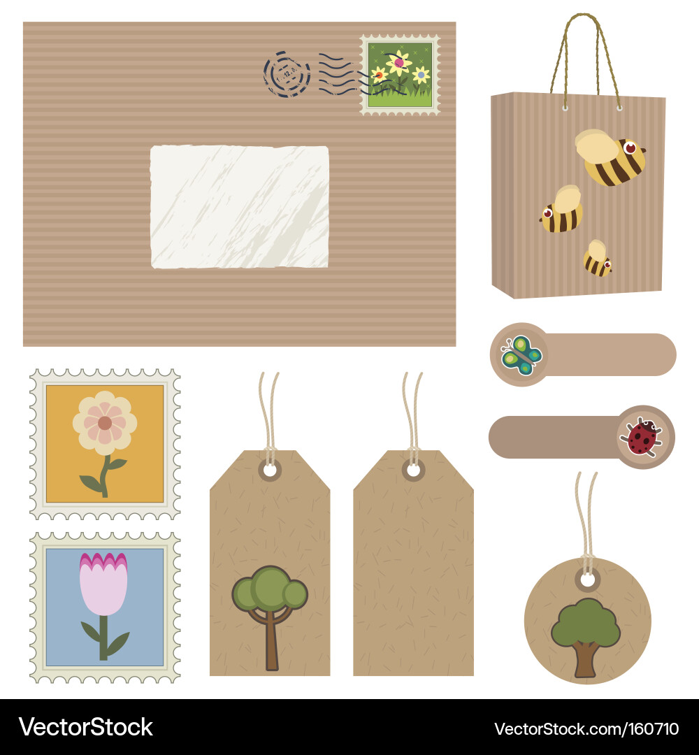 Postage Stationery Collection Royalty Free Vector Image