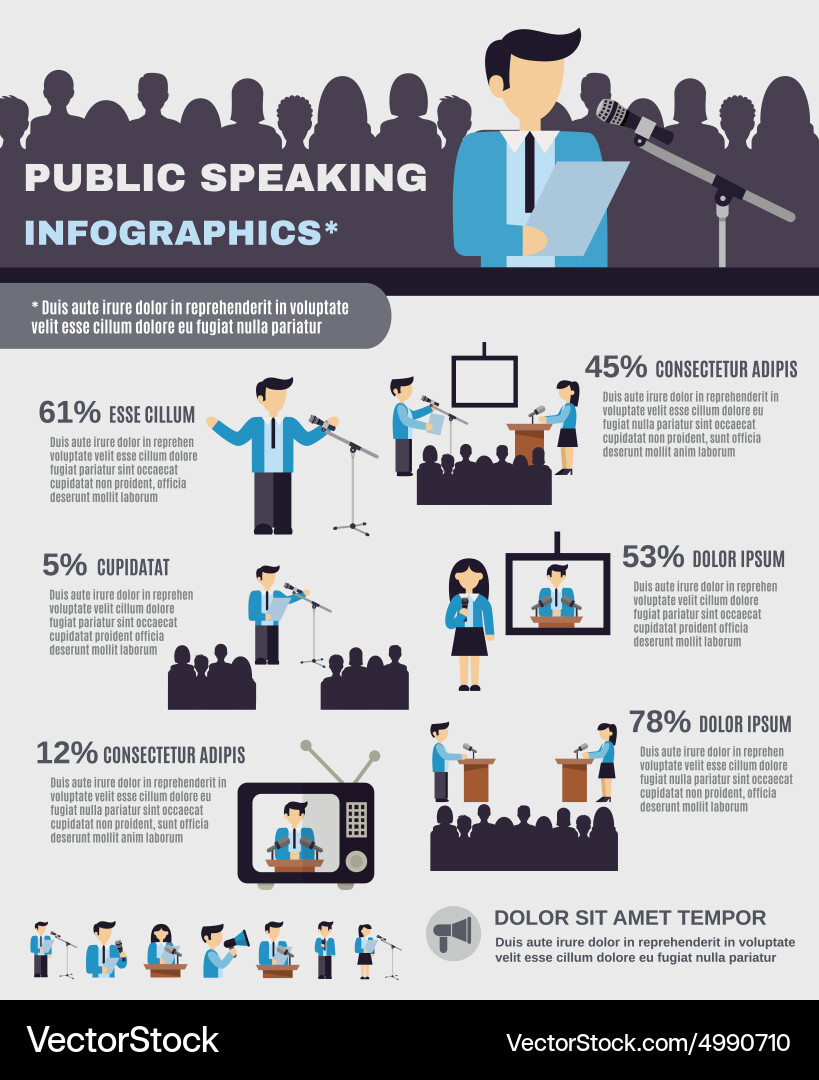 Public speaking infographics Royalty Free Vector Image