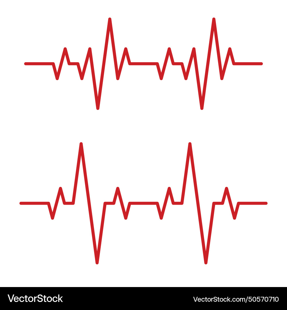 Red heartbeat line set on white background Vector Image