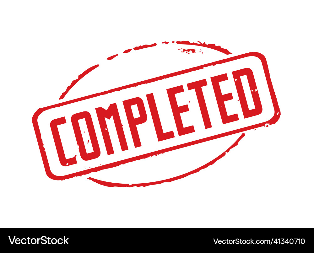 Red stamp and text completed Royalty Free Vector Image
