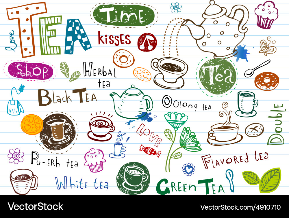 Tea doodles Royalty Free Vector Image - VectorStock
