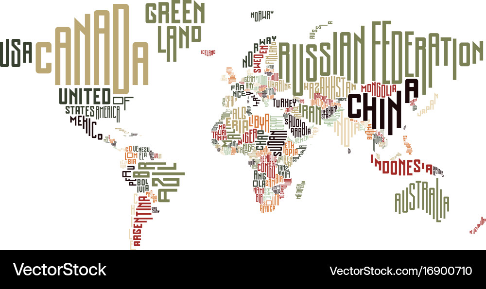 Typographic World Map Royalty Free Vector Image