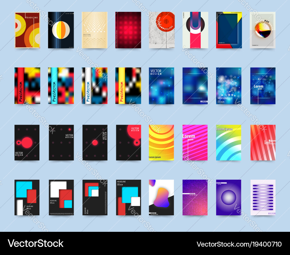 Various style design cover template set Royalty Free Vector