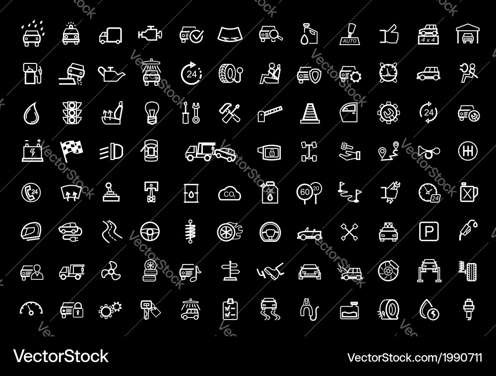 Black auto icons set Royalty Free Vector Image