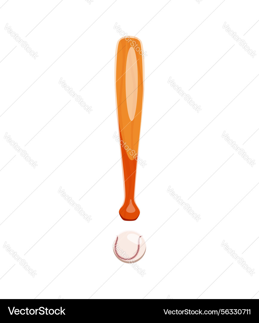 Cartoon exclamation mark as baseball bat and ball Vector Image