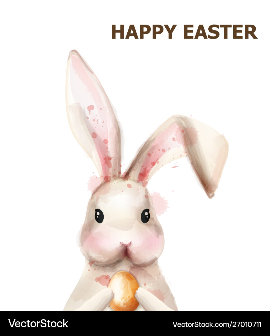 Easter bunny rabbit cute pet holiday card Vector Image