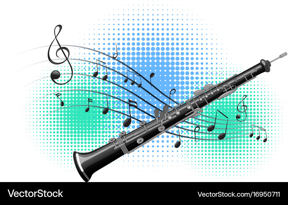 Flute with music notes in background Royalty Free Vector