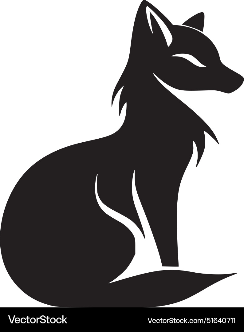 Fox - black and white Royalty Free Vector Image