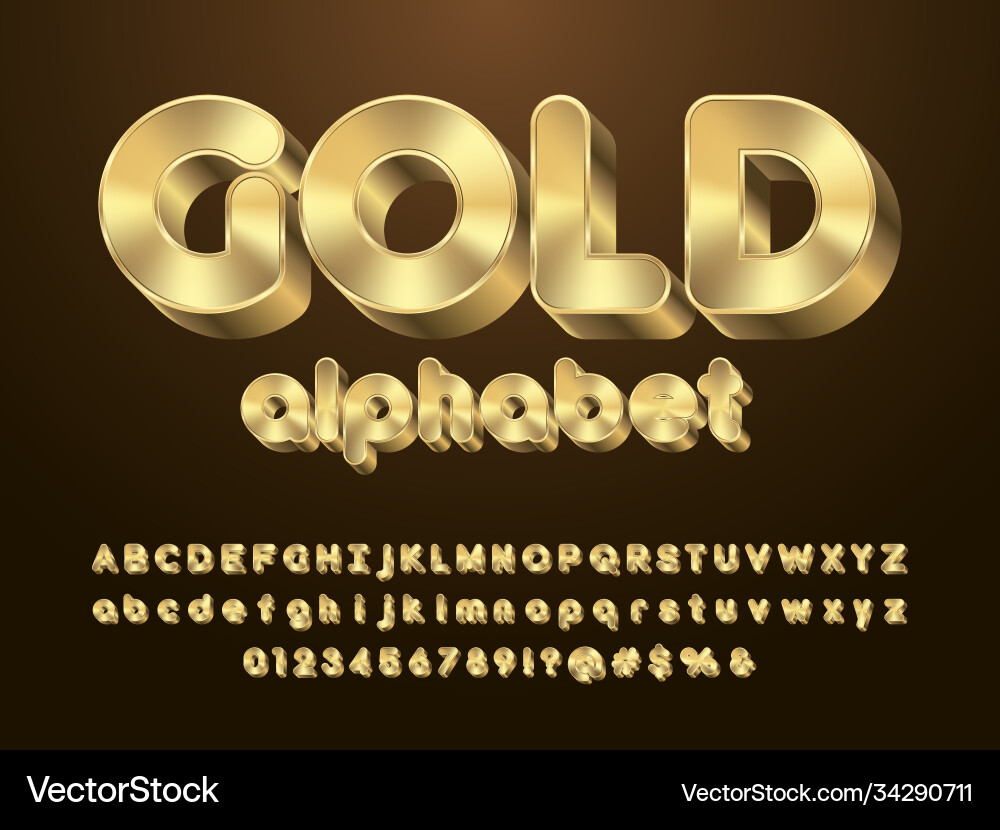 Golden font Royalty Free Vector Image - VectorStock
