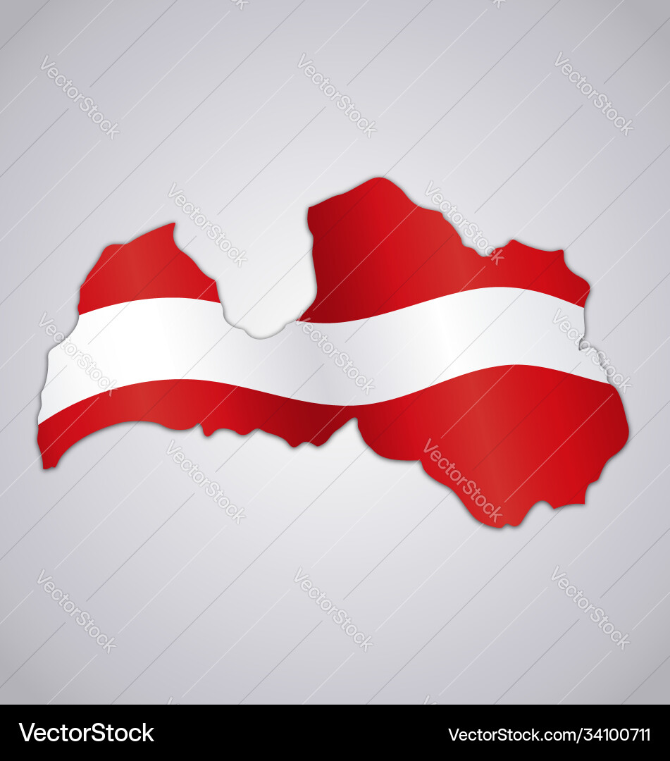 Latvian Flag Over Map Royalty Free Vector Image