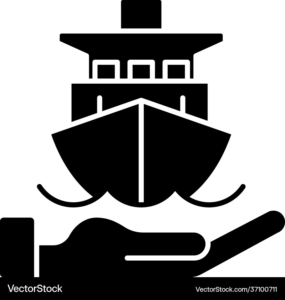 Marine insurance black glyph icon Royalty Free Vector Image