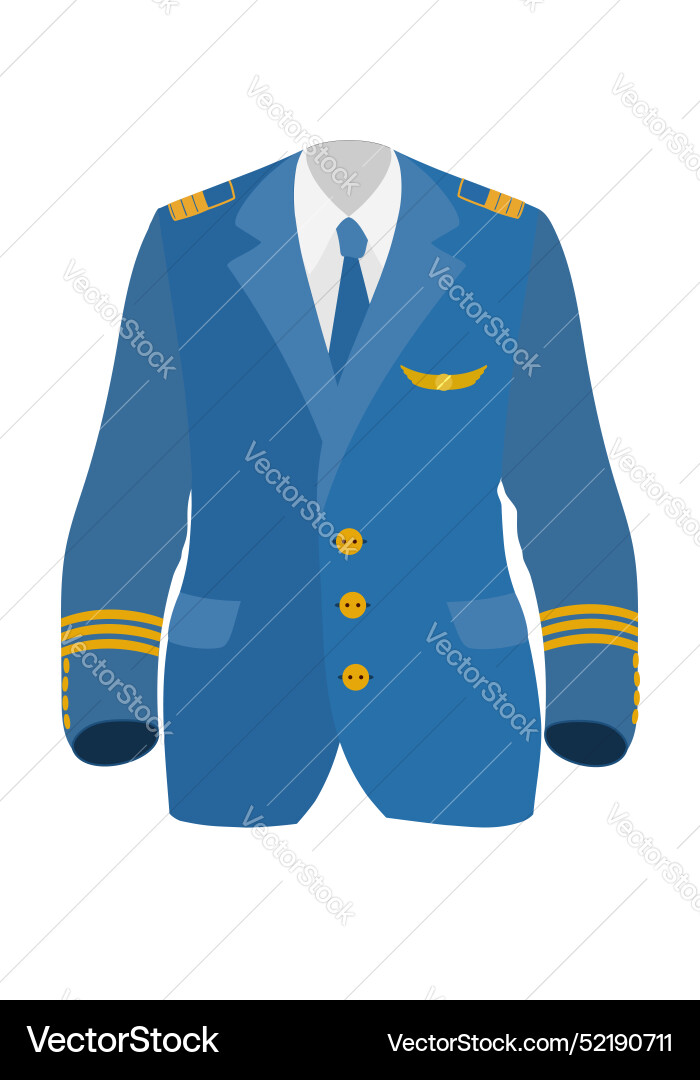 Pilot uniform suit work clothes flat style Vector Image
