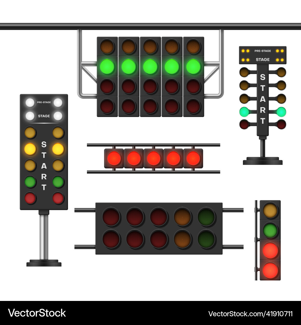 Racing Traffic Lights Collection Royalty Free Vector Image