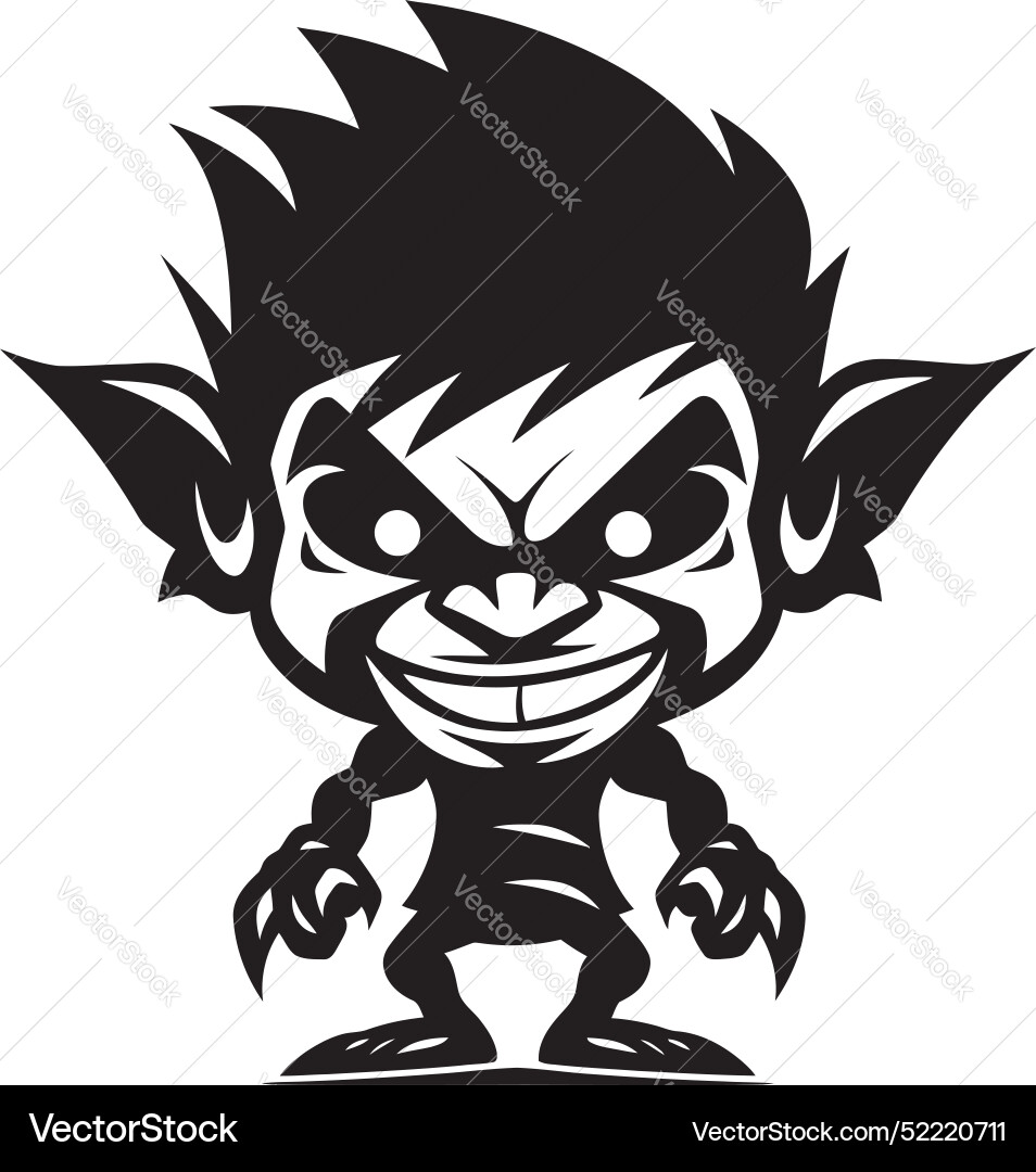 Sinistersprite full body goblin emblem Royalty Free Vector