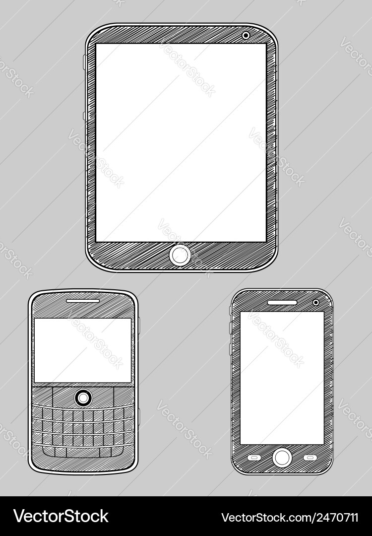 Smartphone sketch Royalty Free Vector Image - VectorStock