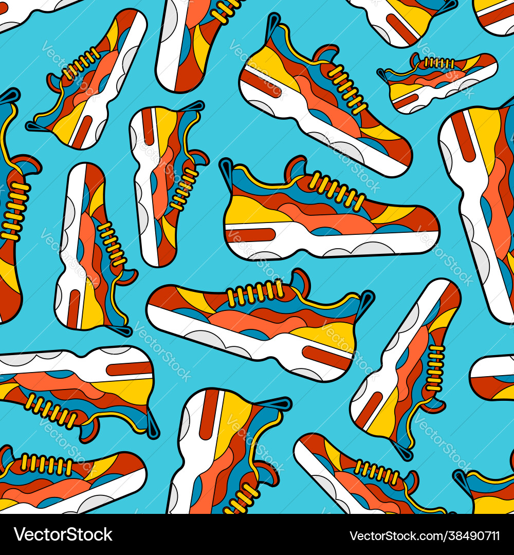 Sneaker pattern seamless sneakers background Vector Image