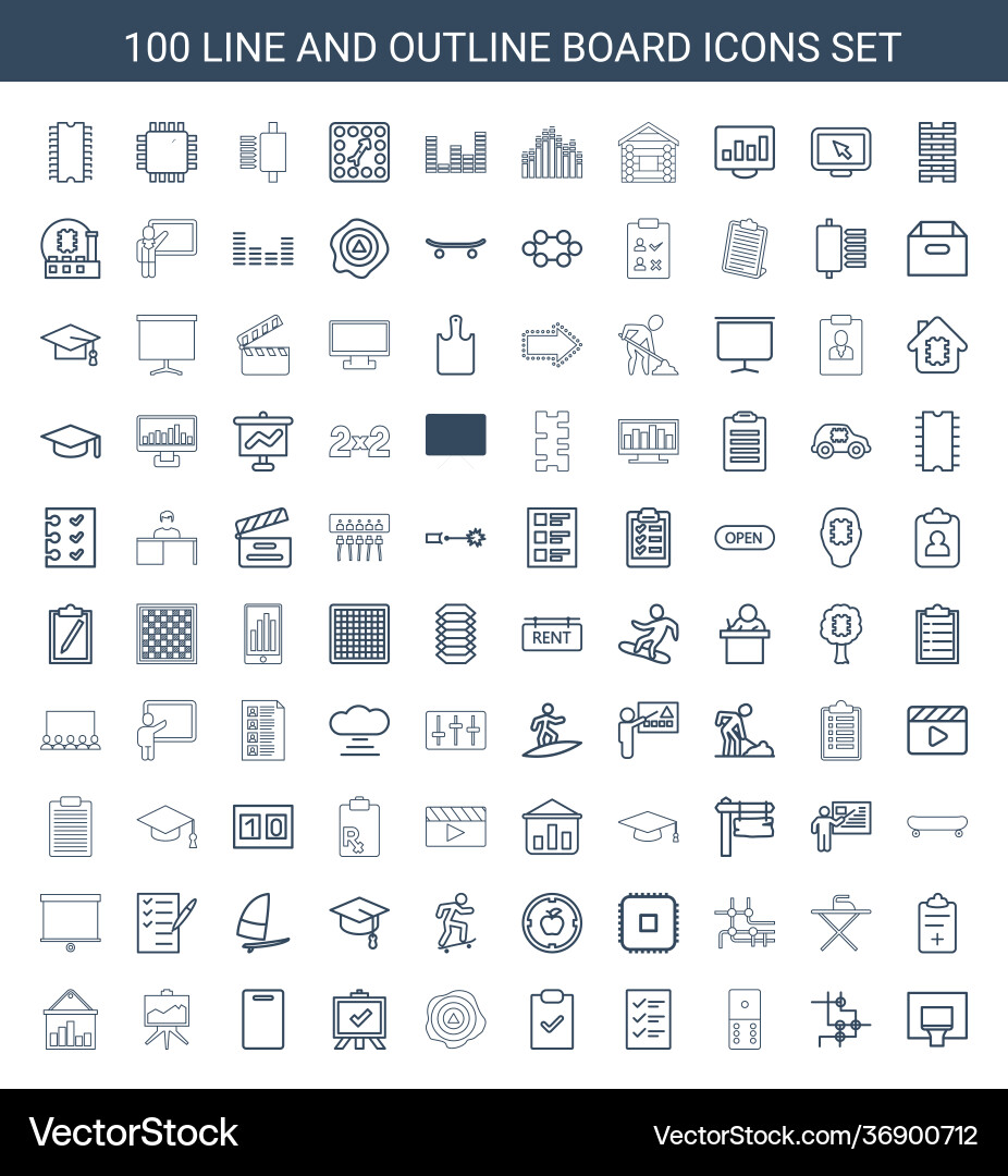 100 board icons Royalty Free Vector Image - VectorStock