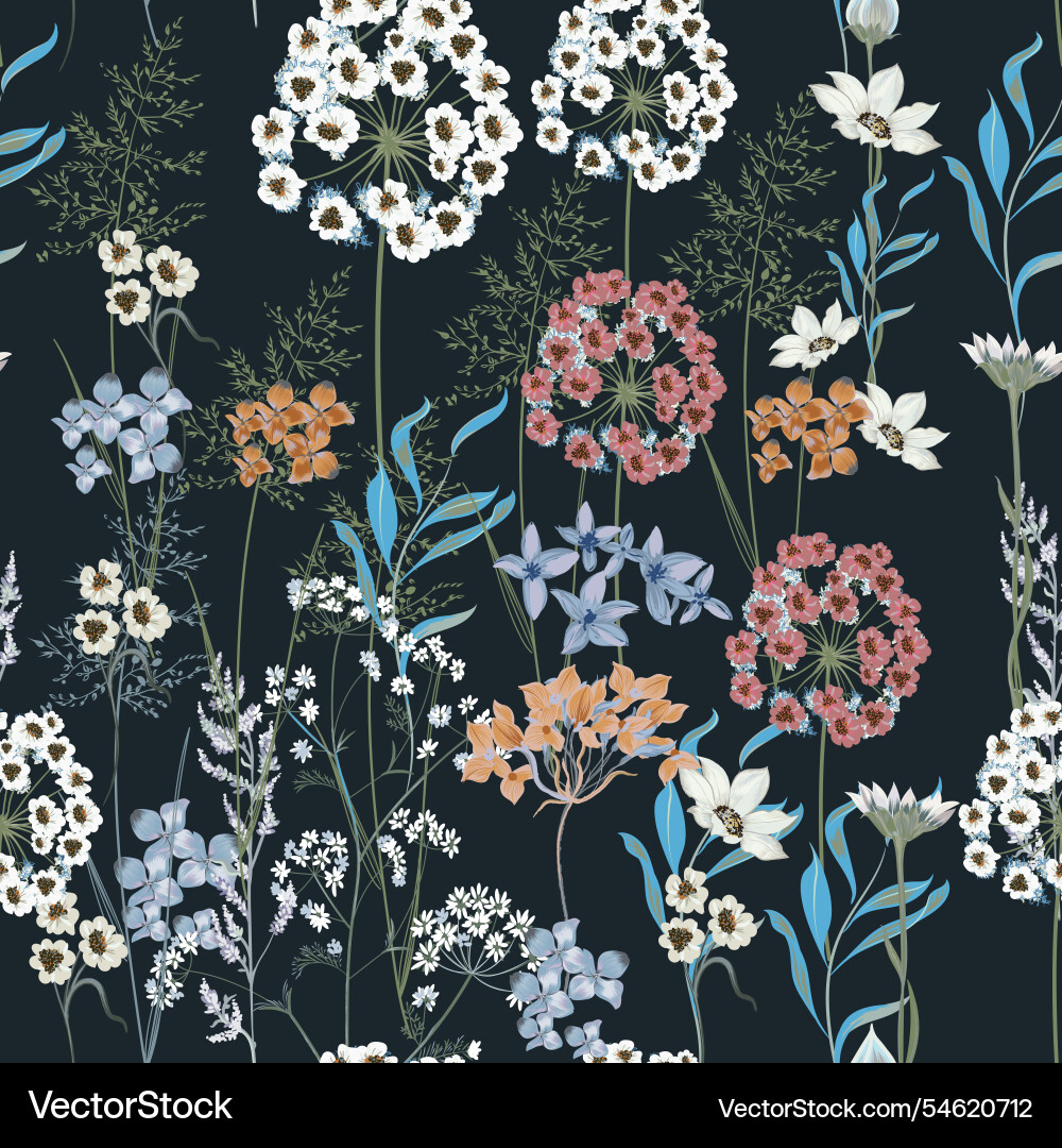 Blooming midsummer meadow seamless pattern plant Vector Image