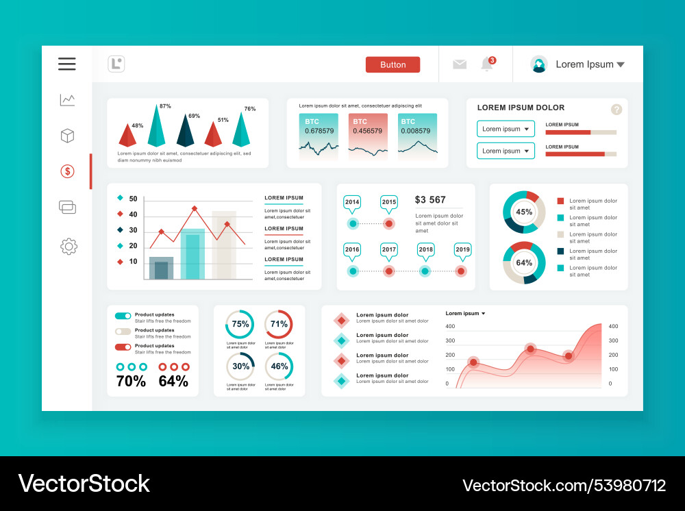 Dashboard admin panel design template with Vector Image